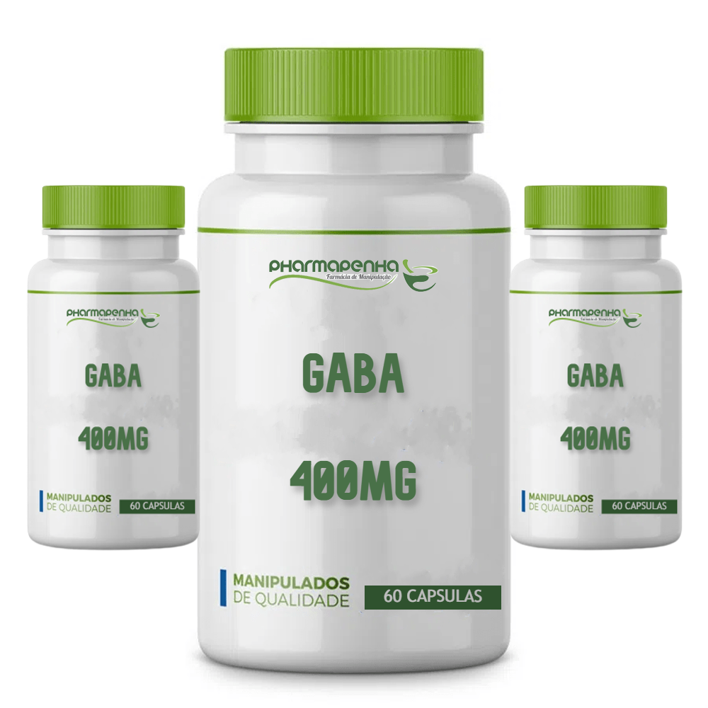 3 Potes Gaba 400Mg 60 Cápsulas cada – Pharmapenha | Farmácia de Manipulação